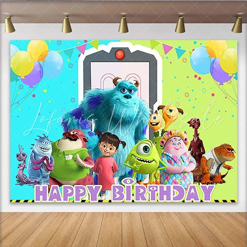 Monsters Inc Sully Mike and friends Happy Birthday Backdrop (x1u ...