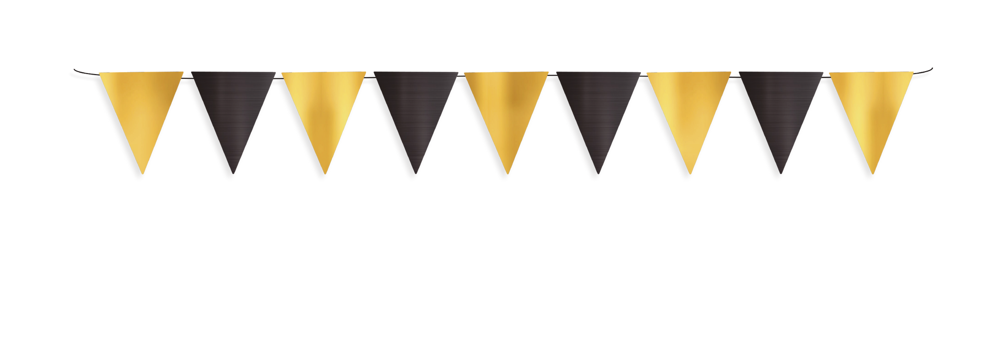 BANDERIN METALIZADO TRIANGULO NEGRO GOLD – Fiesta Warehouse
